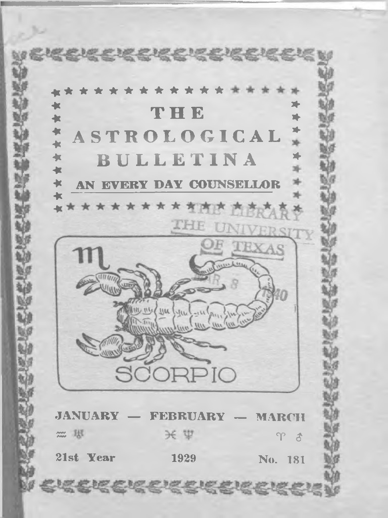 Astrological Bulletina v21 n181 Jan-Mar 1929-1 | PDF | Spacetime