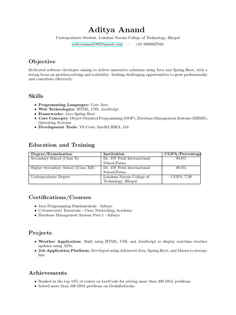 Aditya Resume | PDF