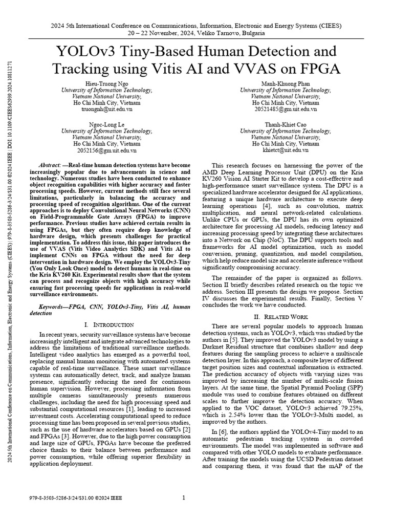YOLOv3 Tiny-Based Human Detection and Tracking Using Vitis AI and VVAS on FPGA | PDF ...