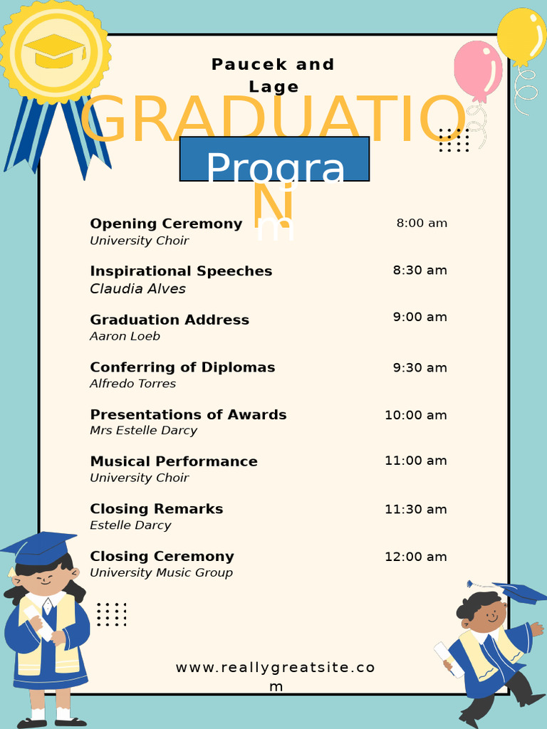 Blue Beige Flat Graphic School Graduation Program | PDF
