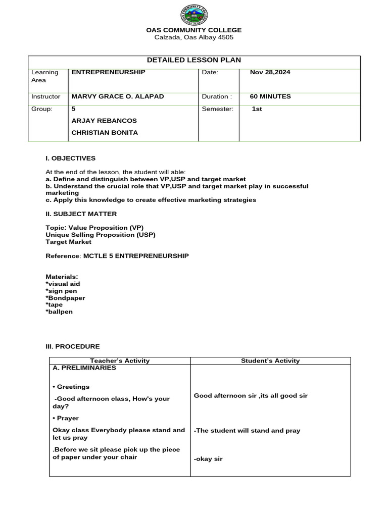 DLP GROUP5 Entreprenuership | PDF | Market Segmentation | Marketing