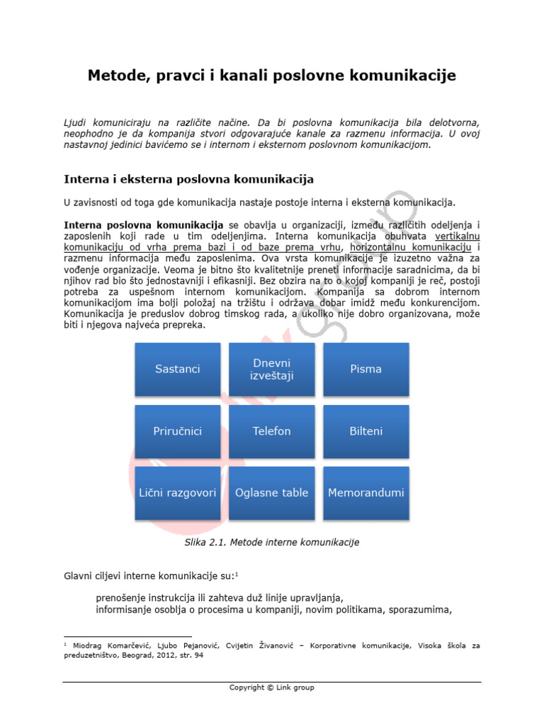 Metode, Pravci I Kanali Poslovne Komunikacije | PDF