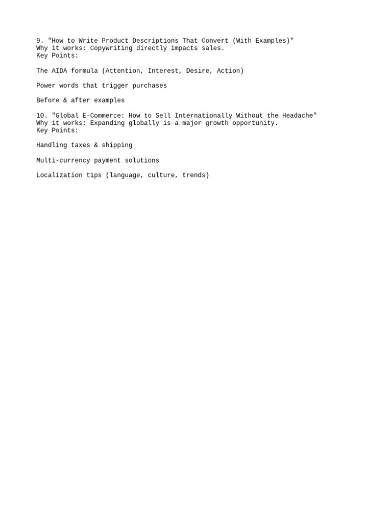 Product Descriptions & Global E-Commerce Tips | PDF
