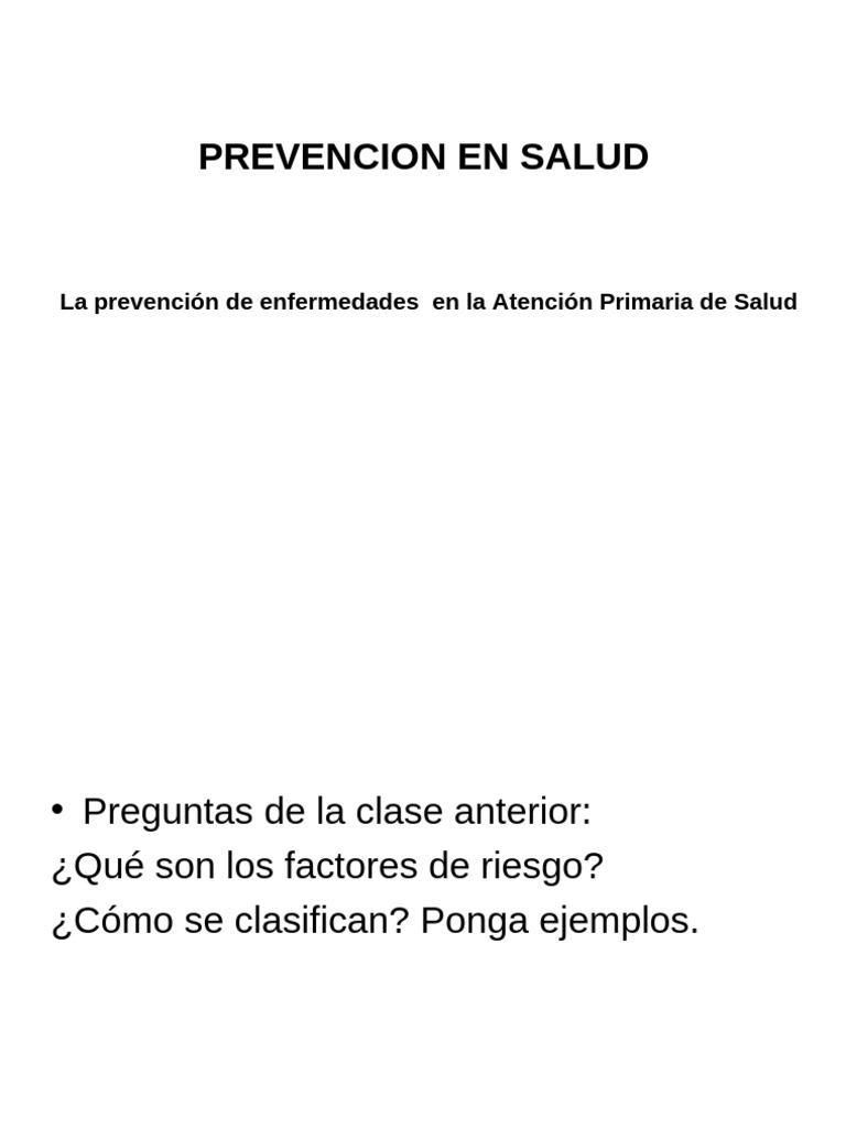 2.1 Clase Prevencion de Las Enfermedades en Aps - (1) | PDF ...