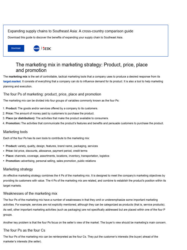 Marketing Strategy Marketing Mix Product, Price, Place & Promotion ...