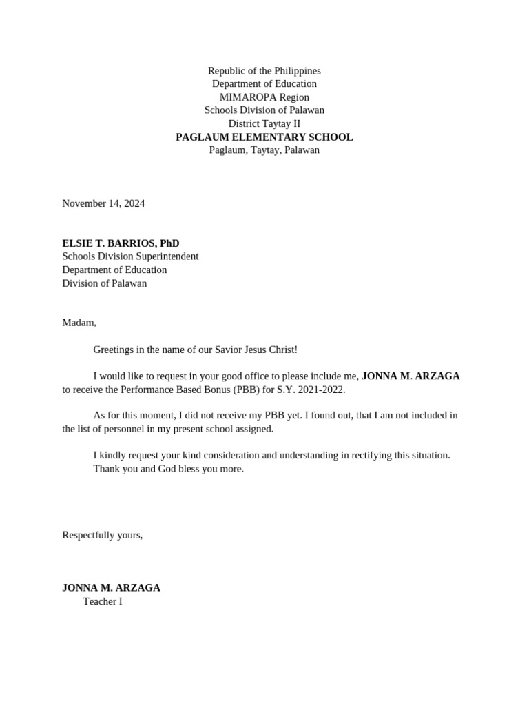 Letter For PBB | PDF