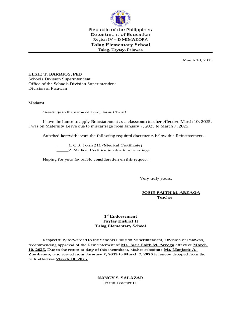 Reinstatement Letter | PDF