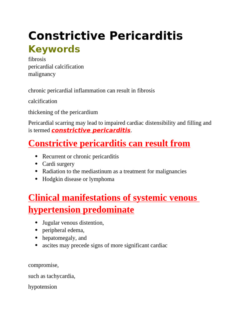Constrictive Pericarditis | PDF