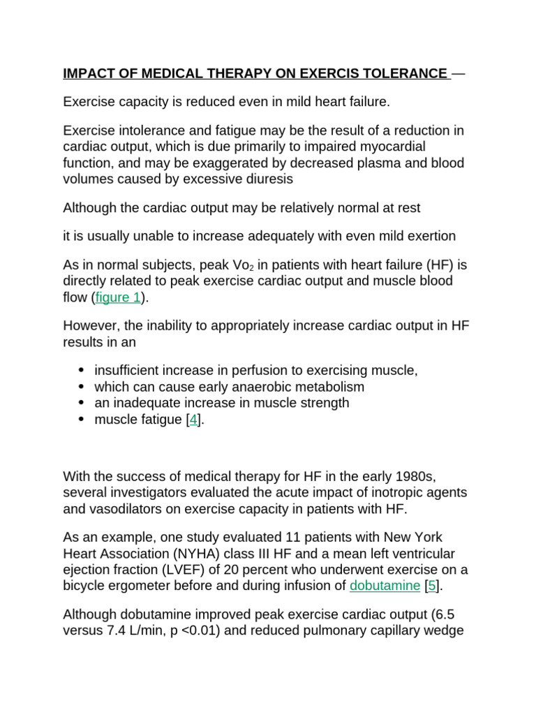 IMPACT OF MEDICAL THERAPY ON EXERCIS TOLERANCE | PDF | Heart Failure ...
