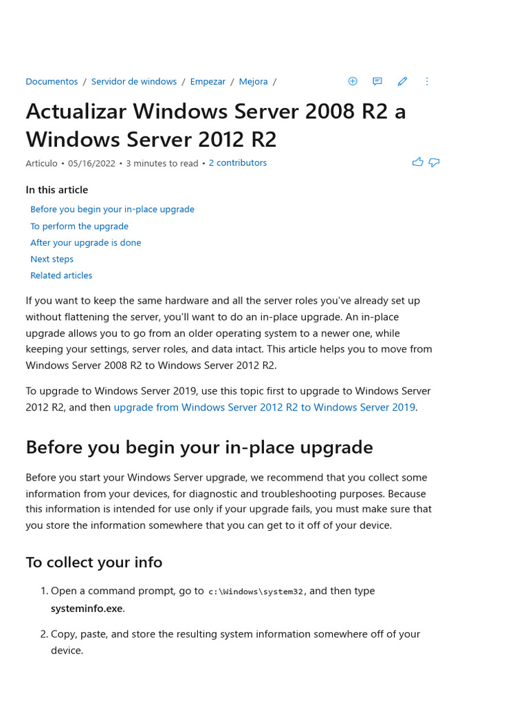 Actualice Windows Server 2008 R2 A Windows Server 2012 R2 - Documentos de Microsoft | PDF ...