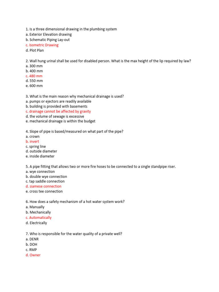 Master Plumber Practical Problems With Answers | PDF | Pipe (Fluid ...
