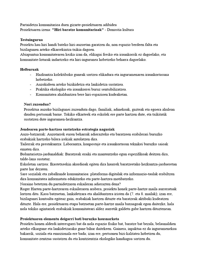 Parte-Hartze Proiektua | PDF