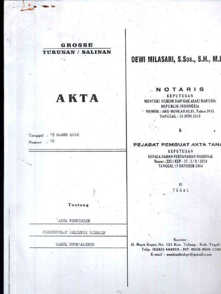Akta Notaris Perk - Compressed | PDF