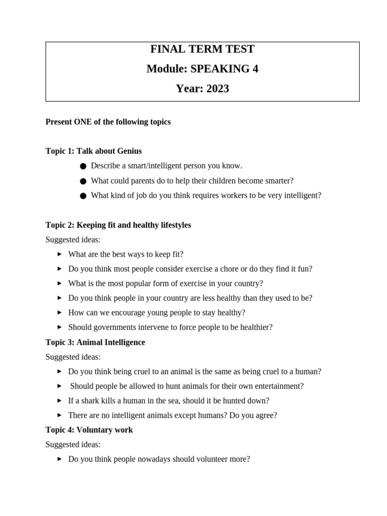 Final Term Speaking 4 by Thao | PDF