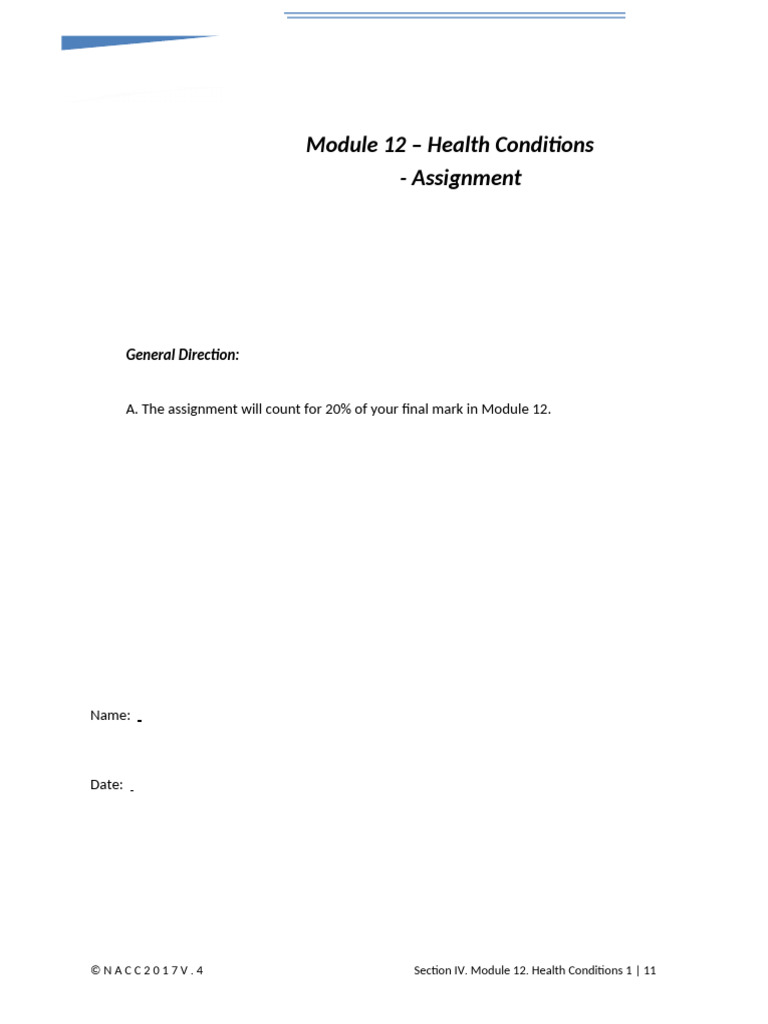 IV-13 Assigmt - Module 12 Health Conditions WORD | PDF | Respiratory ...