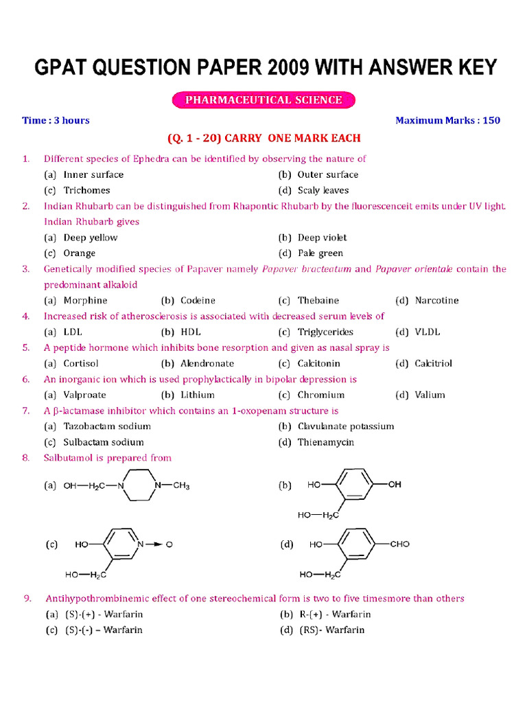 Gpat Question Paper 2009 | PDF