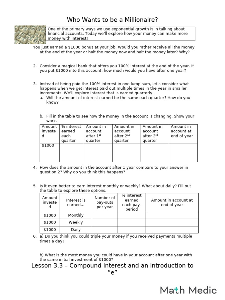 Lesson 3 3 Precalculus Math Medic E0d86810d9 | PDF | Interest ...
