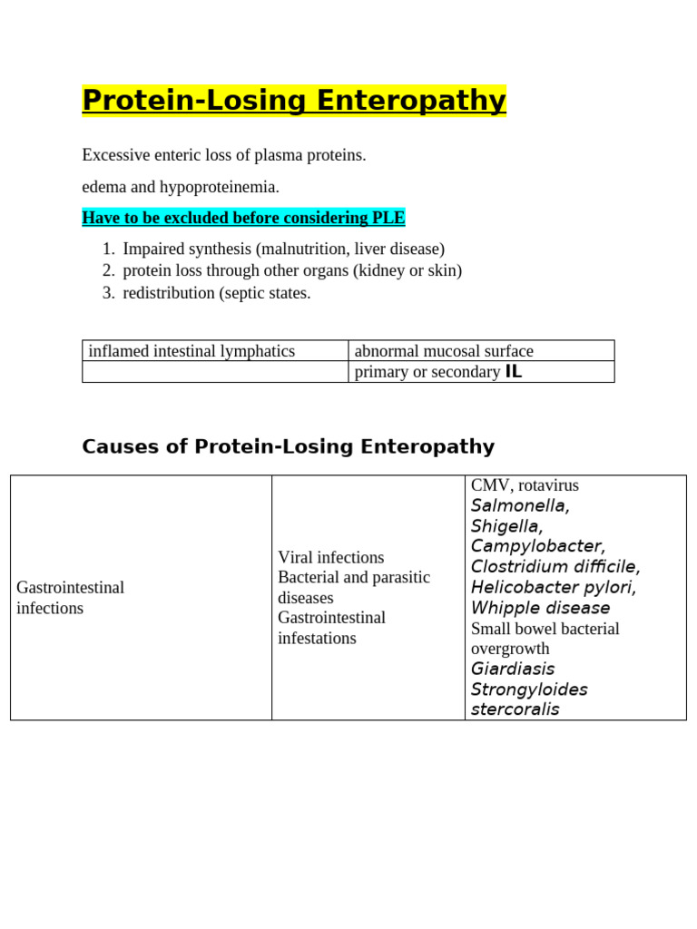 Understanding Protein-Losing Enteropathy | PDF | Gastroenterology ...