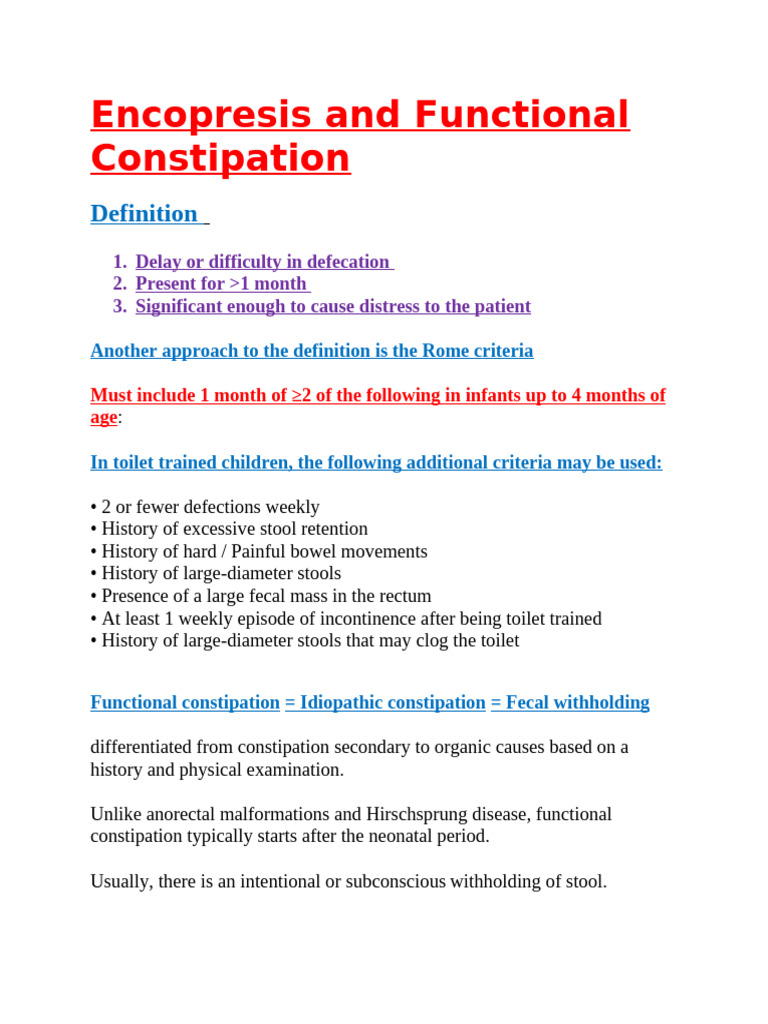 Understanding Encopresis and Constipation | PDF | Constipation | Rectum