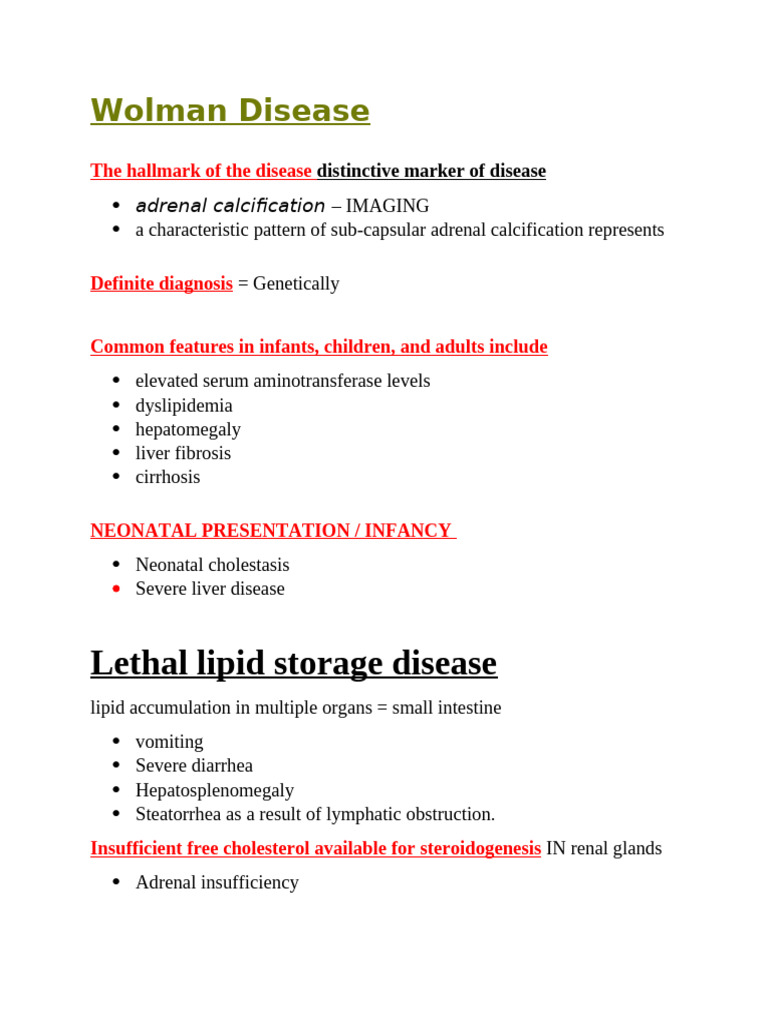 Wolman Disease | PDF