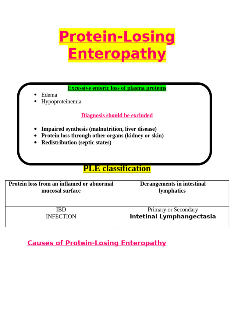 Protein Loosing Enteropathy | PDF | Medical Specialties | Diseases And ...