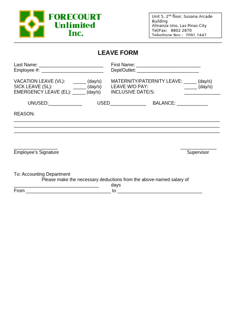 FUI Leave Form | PDF