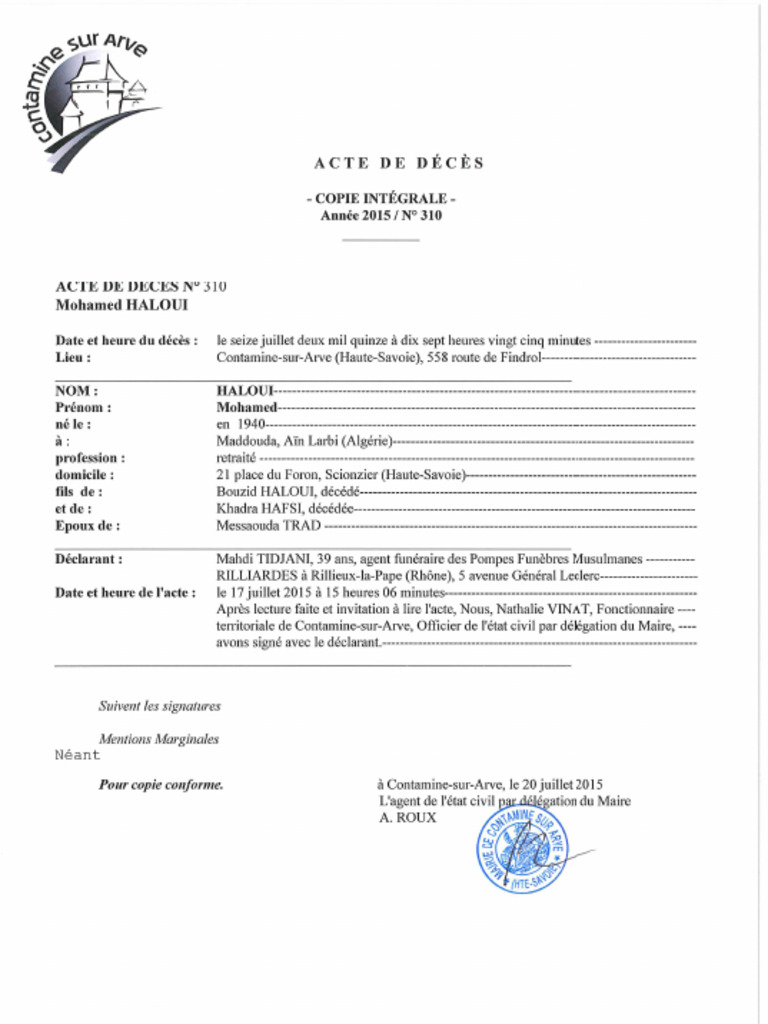 acte décès | PDF