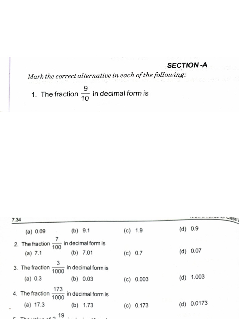 Assignment of Ch 6 Decimals for Class 6th | PDF