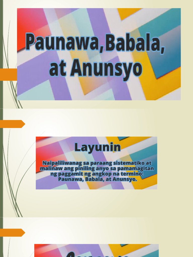 Paunawa, Anunsyo at Babala - Naratibong Ulat | PDF