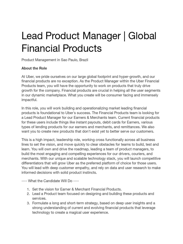 Lead PM - Financial Products-1 | PDF | Data Science | Business
