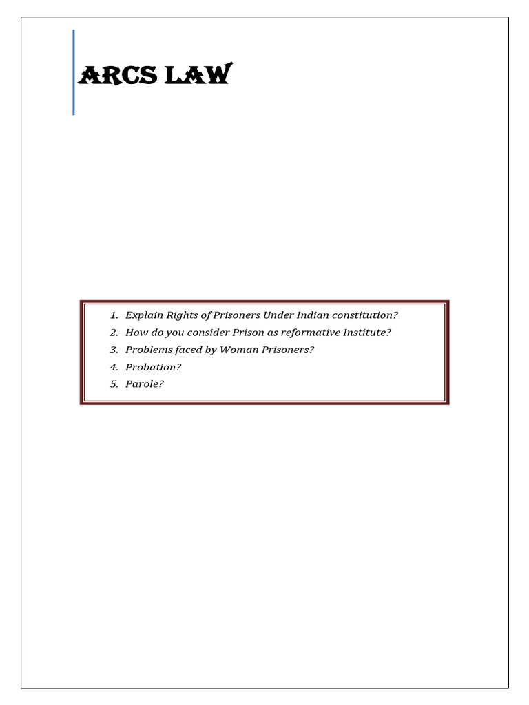 Penology & Victimology Unit 3.ARCS | PDF | Probation | Prison