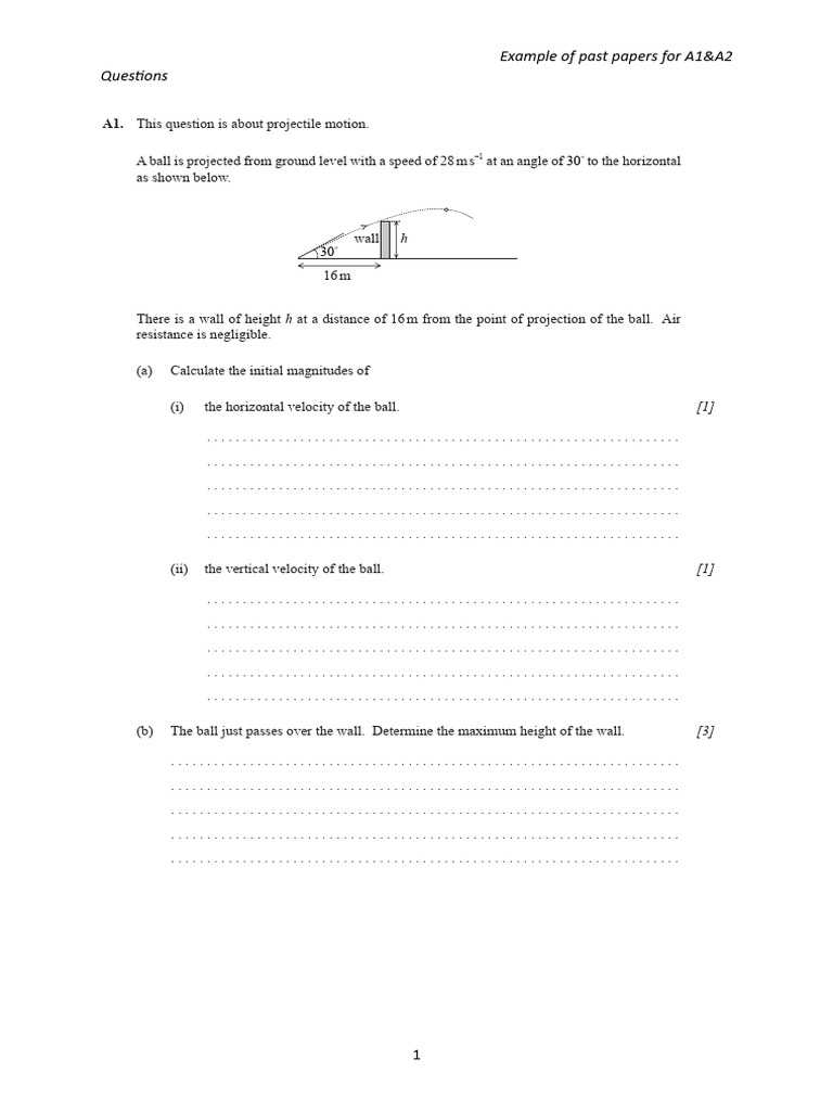 A1&A2 Physics Past Paper Questions | PDF | Force | Momentum