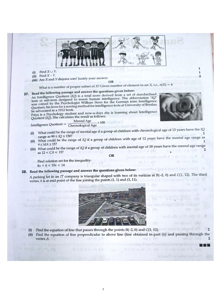 Class XI Maths Case Study | PDF