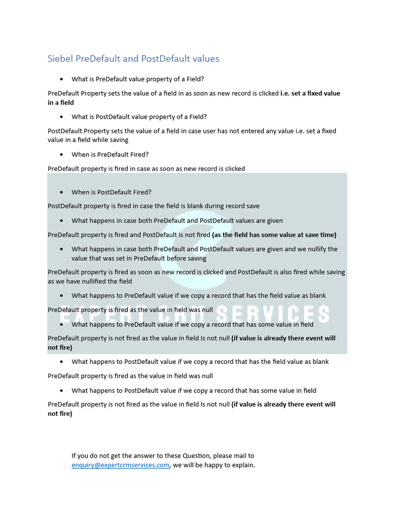 Siebel Interview Questions Set 2 | PDF