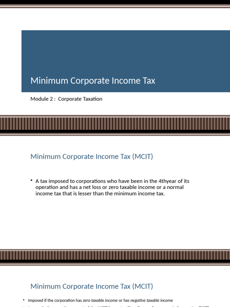 Understanding Minimum Corporate Income Tax | PDF | Income Tax | Taxes