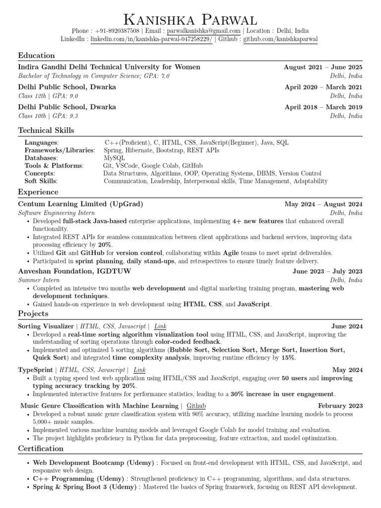 Kanishka Offcampus Resume New-3 | PDF | Web Development | Machine Learning
