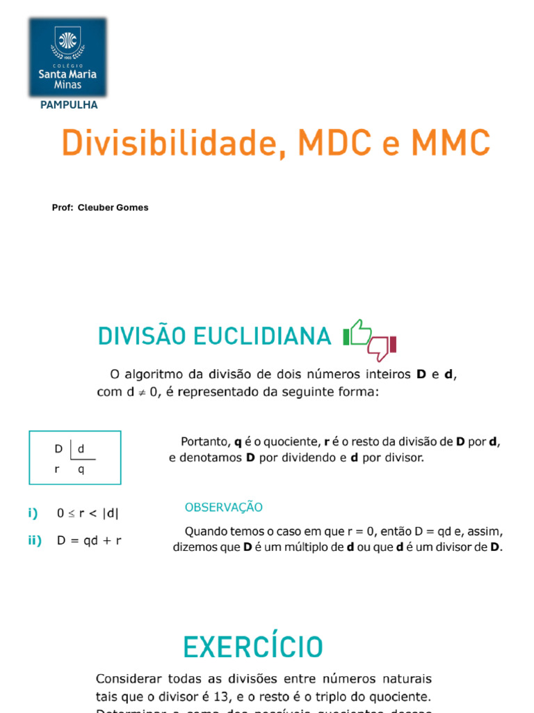 1 Série - Aula - Divisibilidade - MMC-MDC | PDF
