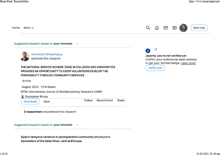 Researchgate Home Feed Overview Pdf