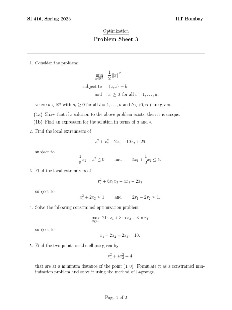 optimization tut -3 | PDF | Mathematical Optimization | Mathematics Of Computing