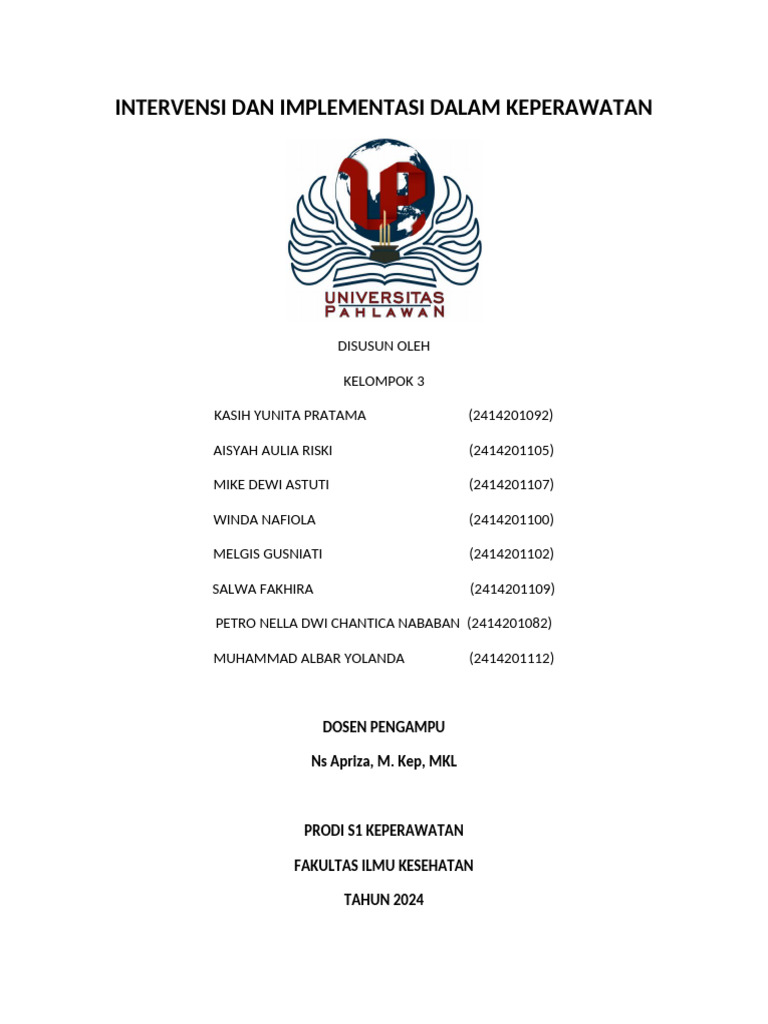 INTERVENSI DAN IMPLEMENTASI DALAM KEPERAWATAN | PDF