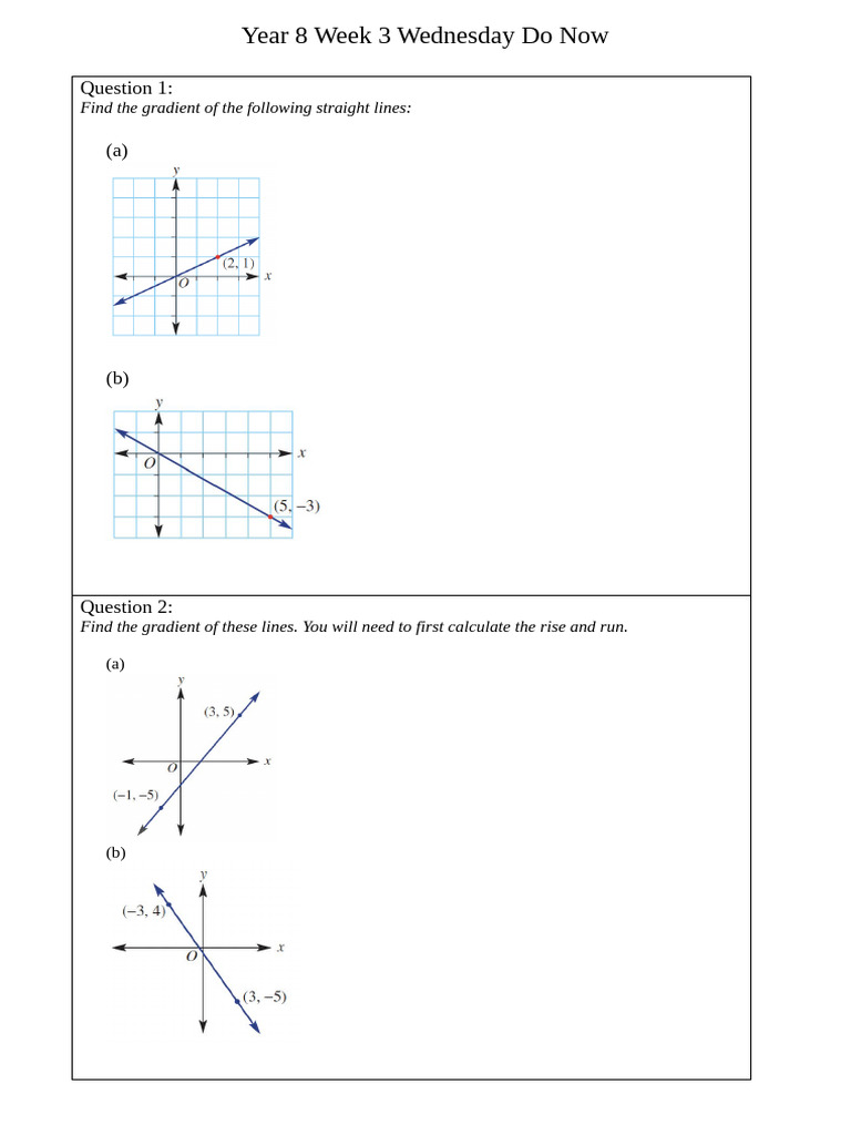 Year 8 Week 3 Wednesday Do NOW | PDF