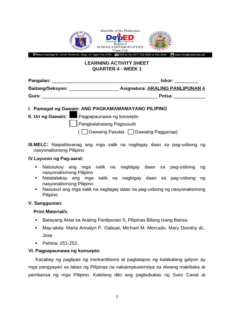 Las Ap5 Q4 W1 CN | PDF