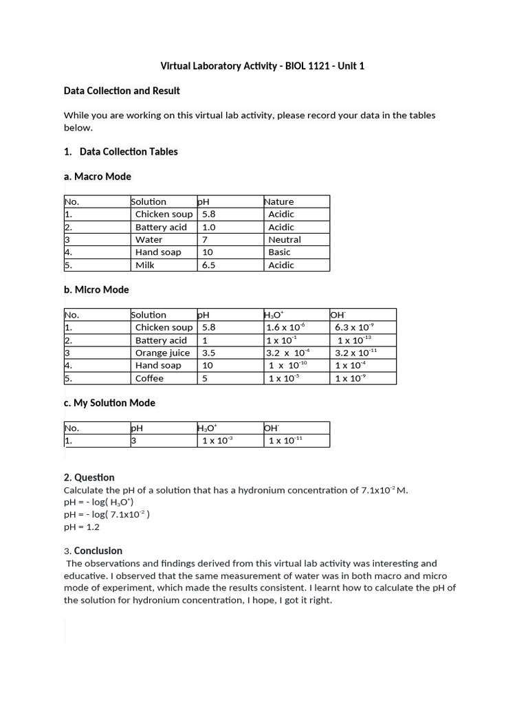 Virtual Laboratory Activity | PDF