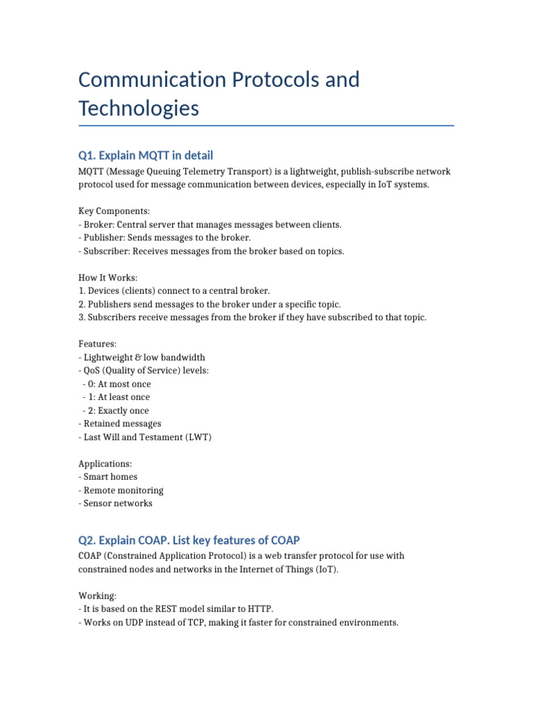 Communication Protocols and Technologies | PDF | Distributed Computing ...
