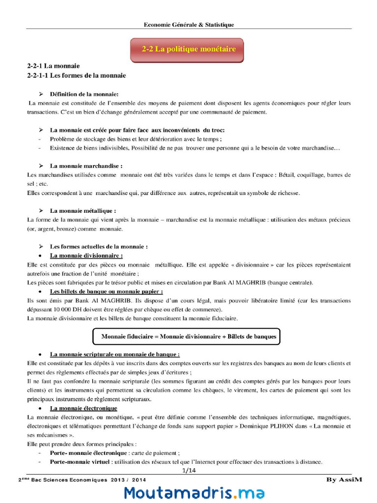 Cours 2bac Se Eco Gen 07 | PDF