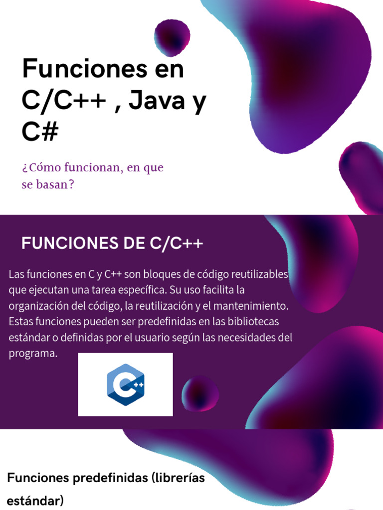 Funciones en C, Java y C#: Guía Completa | PDF | Java (lenguaje de ...
