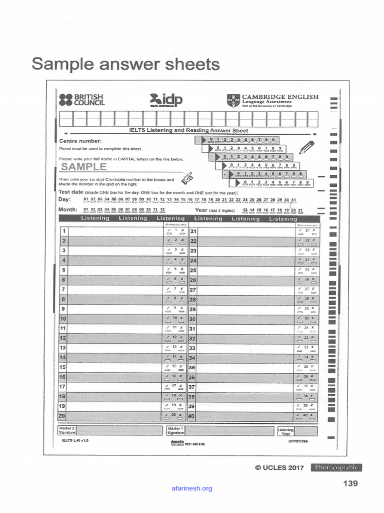 Sample Answer Sheets | PDF