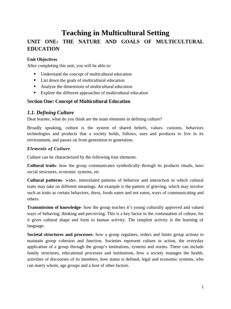 Teaching in Multicultural Setting 2016 Note | PDF | Prejudices ...