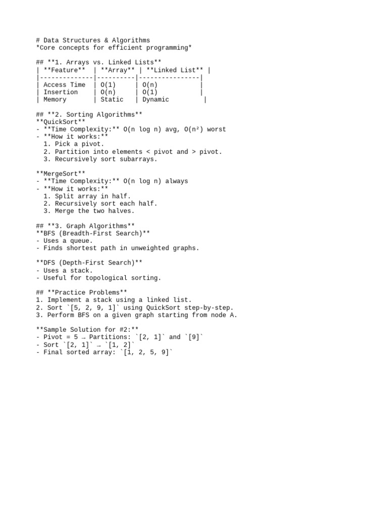 Data Structures and Algorithms Guide | PDF