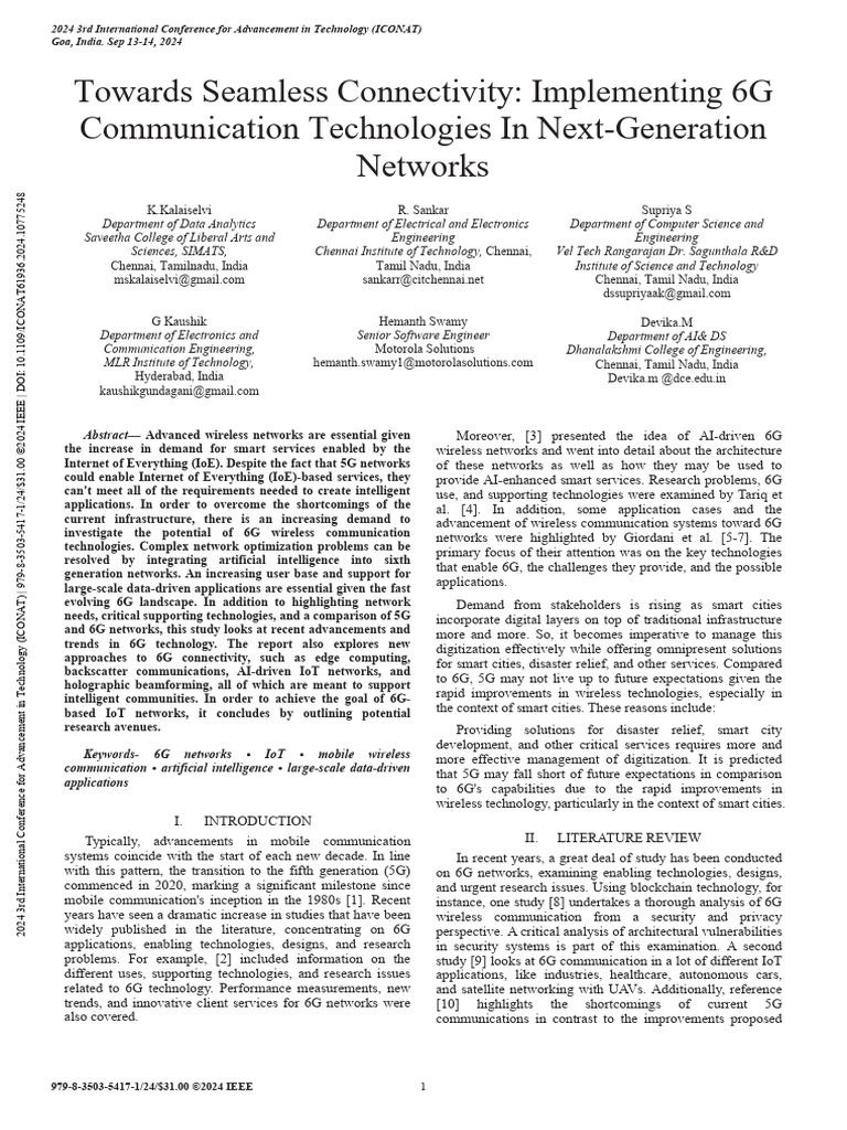 Towards Seamless Connectivity Implementing 6G Communication Technologies in Next-Generation ...
